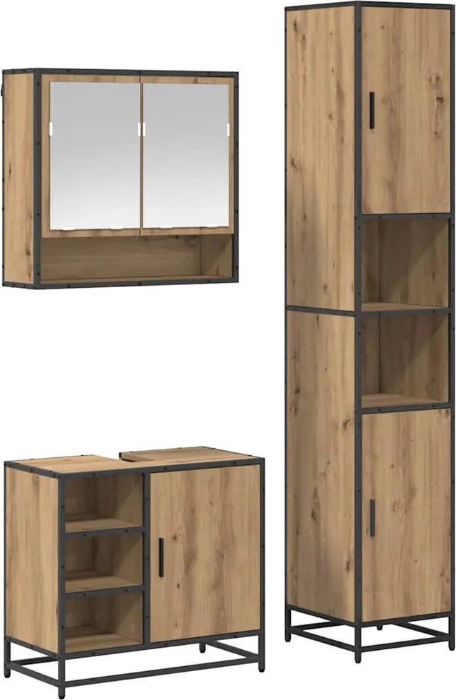 Sada koupelnového nábytku 3 ks Artisanový dub Kompozitní dřevo 3402439