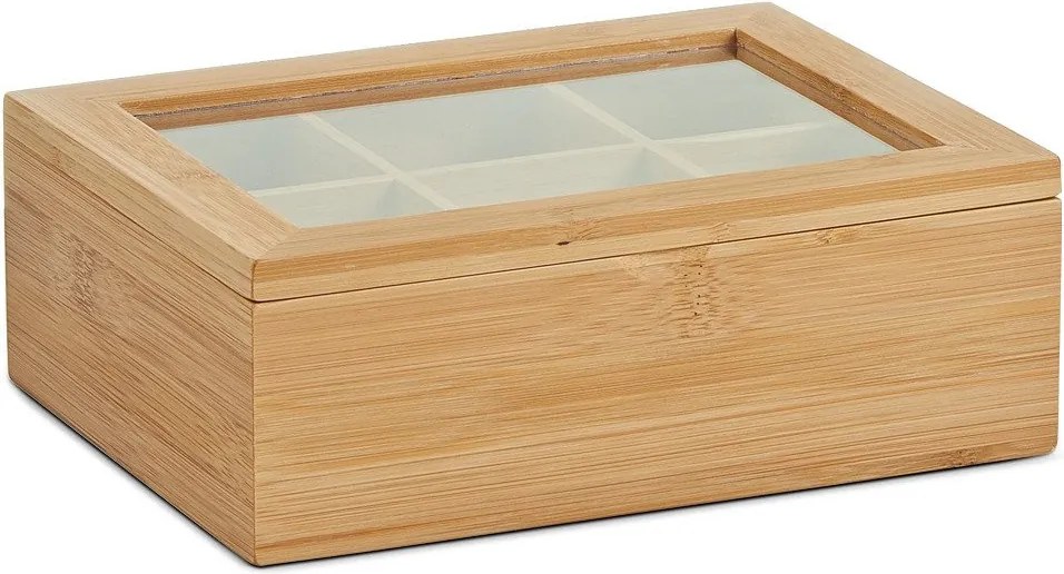 Bambusový čajový box v pytlích - 6 přihrádek, ZELLER