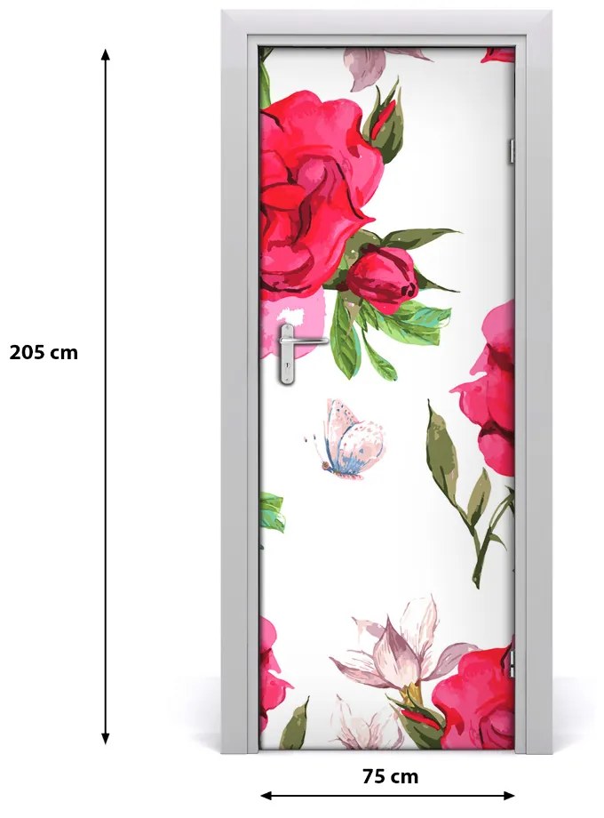 Samolepící fototapeta na dveře červená růže 75x205 cm