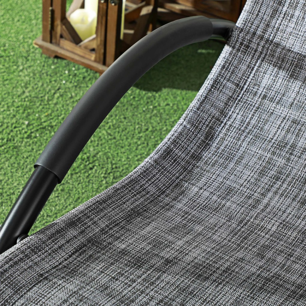Outsunny Houpací Křeslo, Ergonomický Sluneční Ležící Křeslo do Zahrady, s Opěrkou Hlava, Houpací Křeslo, Textilene, pro Vnitřní a Venkovní Použití, Š…