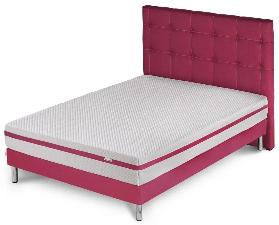 Růžová postel s matrací Stella Cadente Pluton Saches, 140 x 200 cm