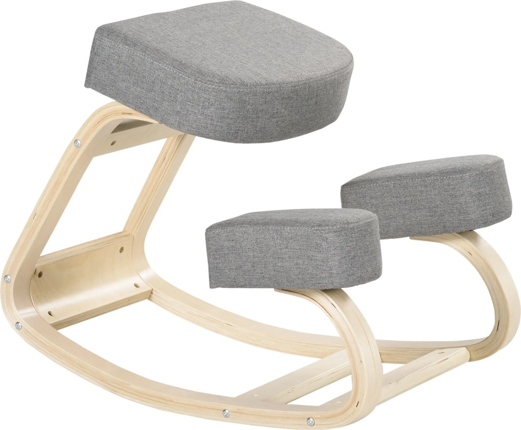Ergonomická klečící židle Vinsetto z březového dřeva, židle pro správné sezení s paměťovou pěnou a polyesterovým polstrováním pro domov i kancelář, š…