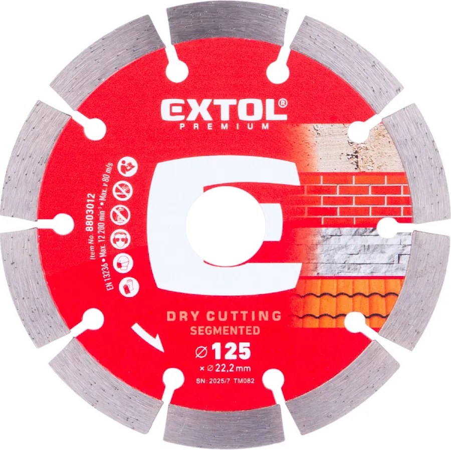 Diamantový řezný kotouč segmentový 125 × 22,2 × 1,8 mm EXTOL PREMIUM 8803012