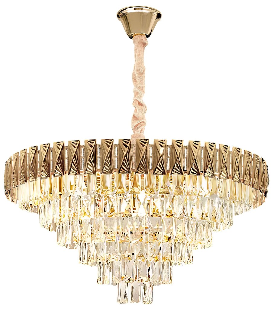 Toolight Toolight, závěsné křišťálové svítidlo 80cm, 12xE14, G061-CP, zlatá, OSW-08995