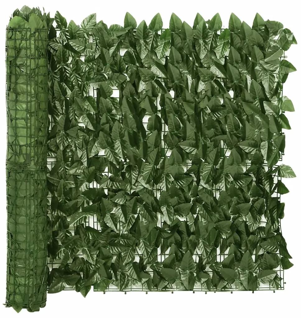 vidaXL Balkonová zástěna s tmavě zelenými listy 200 x 75 cm