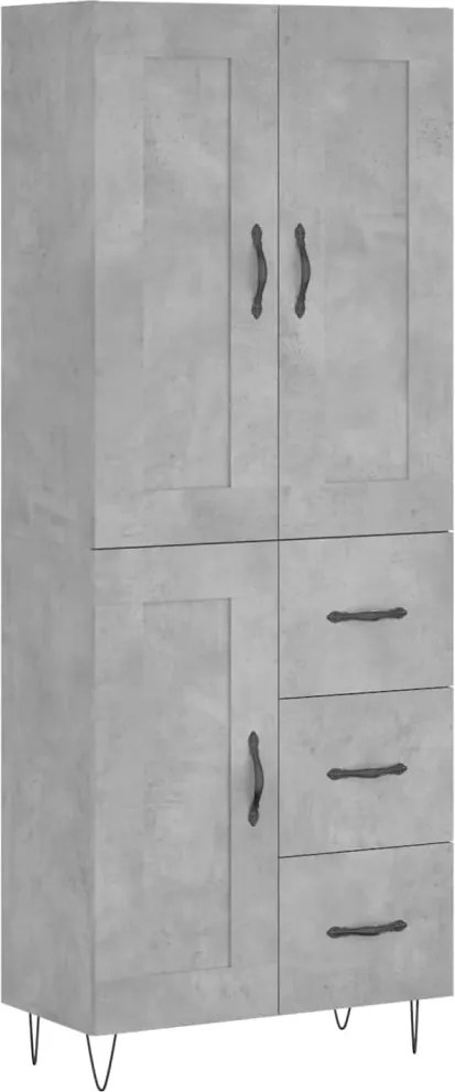 Skříň highboard betonově šedá 69,5x34x180 cm kompozitní dřevo 3200037