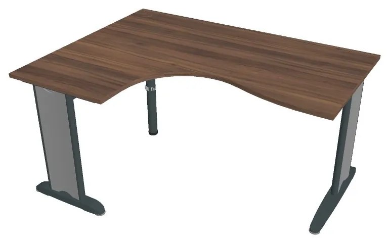 Stůl ergo oblouk pravý 160×120/80 cm - Hobis Flex FE 2005 P Dekor stolové desky: ořech, Barva nohou: černá
