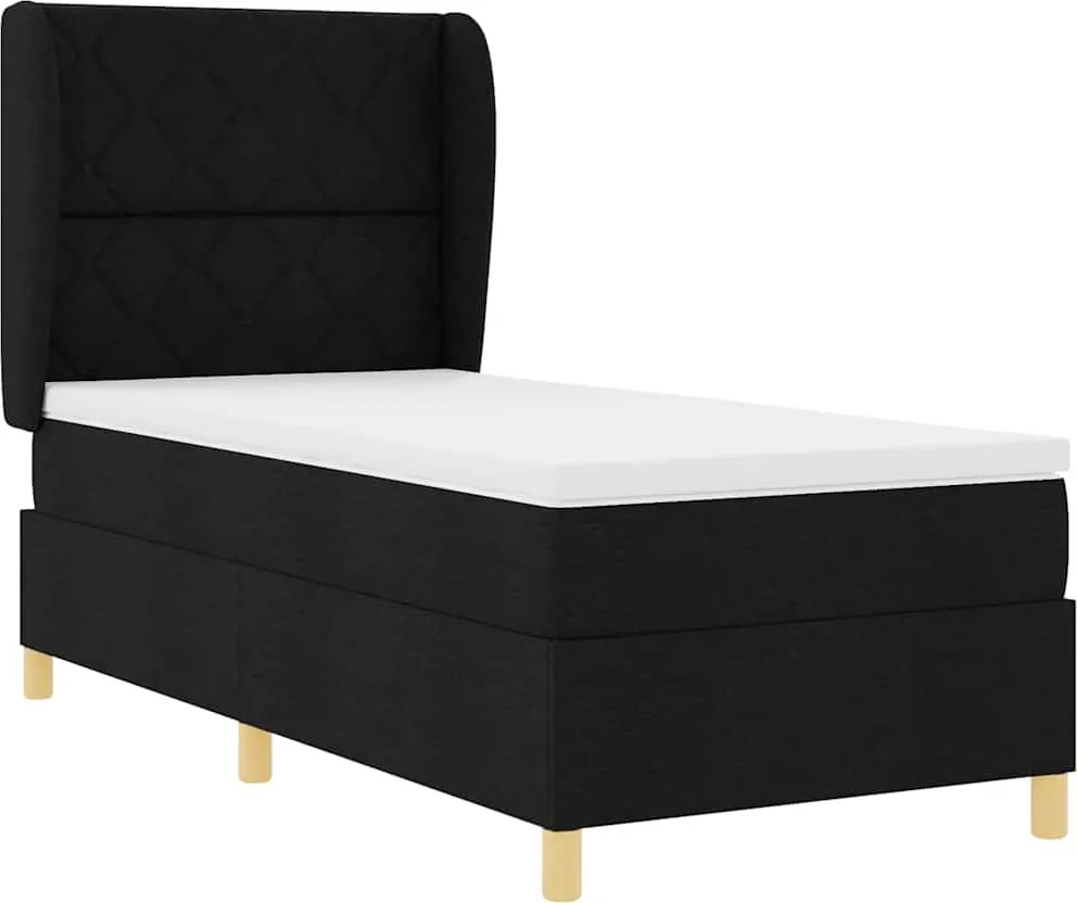 Postel s boxspringem s čelo Černý 200 x 100 cm textil 3340804