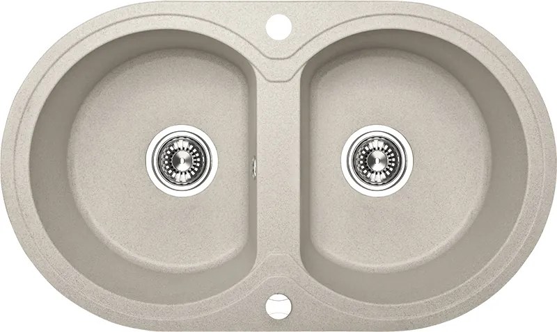 Laveo Dafne, 2-komorový granitový dřez 780x470x204 mm, béžová, LAV-SBD_420T
