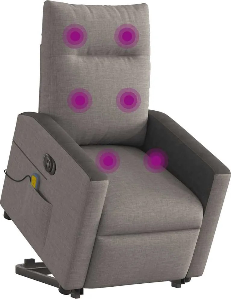 Elektrické zvedací masážní polohovací křeslo taupe textil 3324078