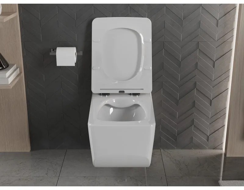 Mexen Vera, závěsné WC Rimless 51 x 36 cm s pomalu padajícím sedátkem z duroplastu, bílá, 30164000