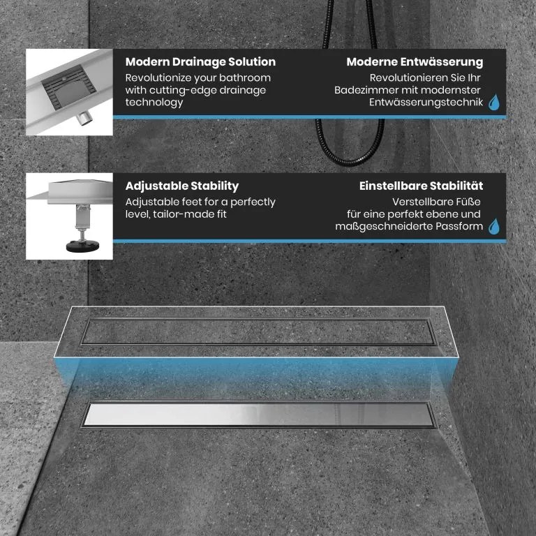 Aquamarin Sprchový podlahový žlab hladký, 110 cm