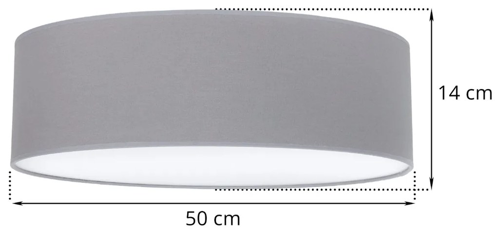 Stropní svítidlo Gaja, 1x šedé textilní stínítko, (bílé plexisklo), (fi 50cm)