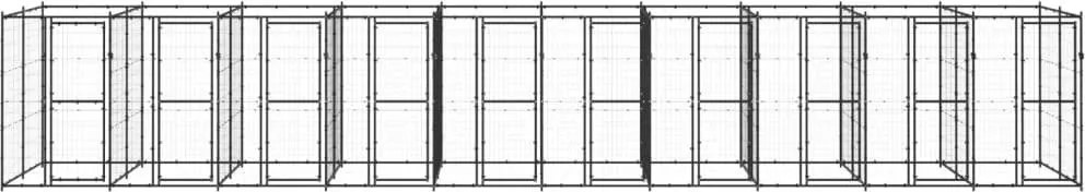 vidaXL Venkovní psí kotec pozinkovaná ocel 24,2 m² [3082268] Barva: Černá