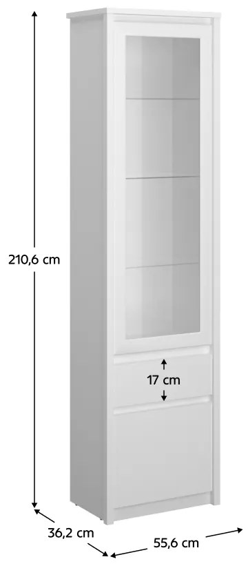 Kondela Vitrína 1D1W1S, bílá, ERODIN