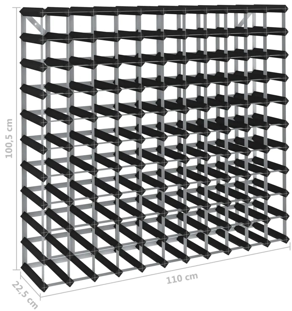 vidaXL Marketos Stojan na víno na 120 lahví černý masivní borové dřevo