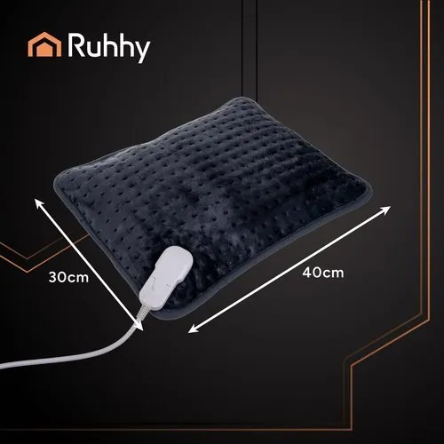 Elektrický vyhřívací polštář s regulací teploty 40 x 30 cm Ruhhy 26220, šedý