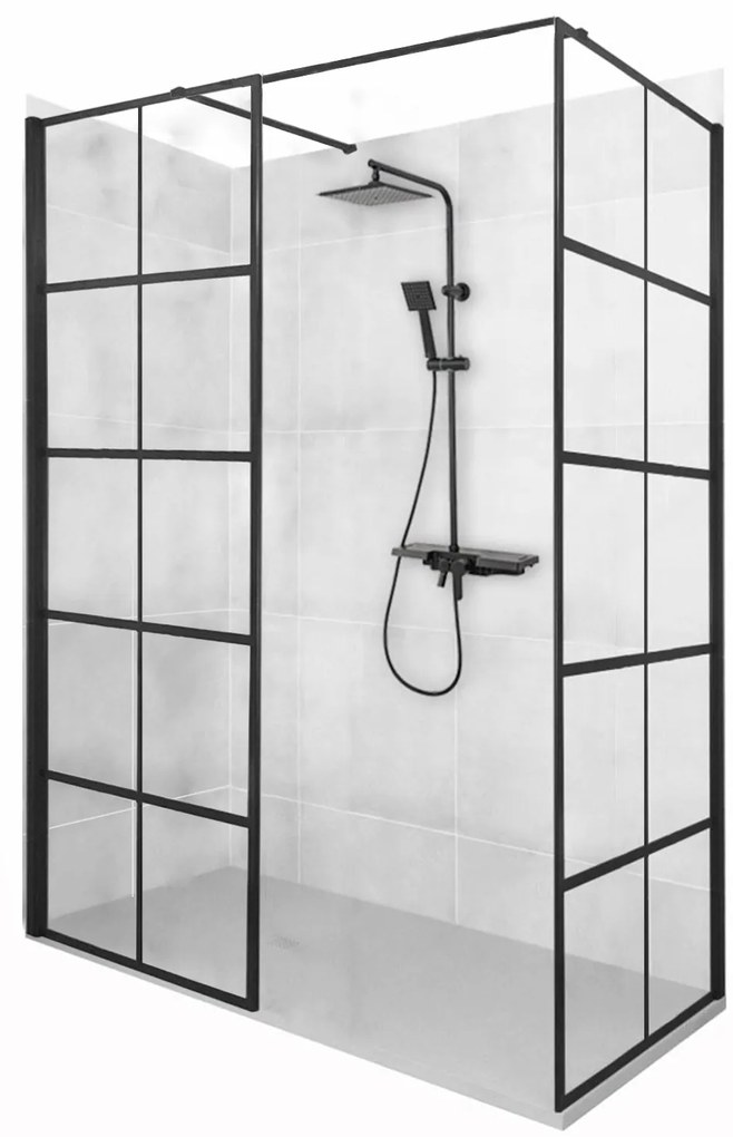 Rea - Sprchový kout Walk-in Bler-1 - černá/transparentní - 90x110 cm
