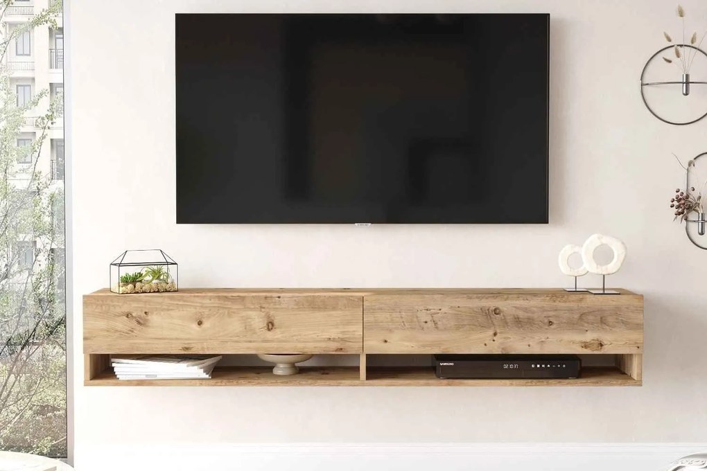 Designový nástěnný TV stolek Idonia 180 cm borovice