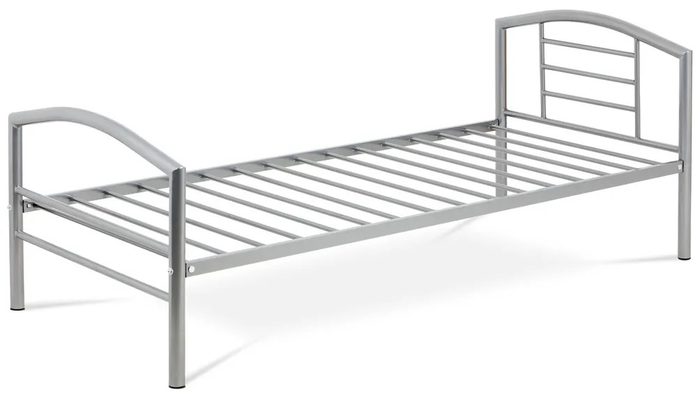 Autronic Postel jednolůžková 90x200 cm, kovová šedý lesk BED-1900 SIL