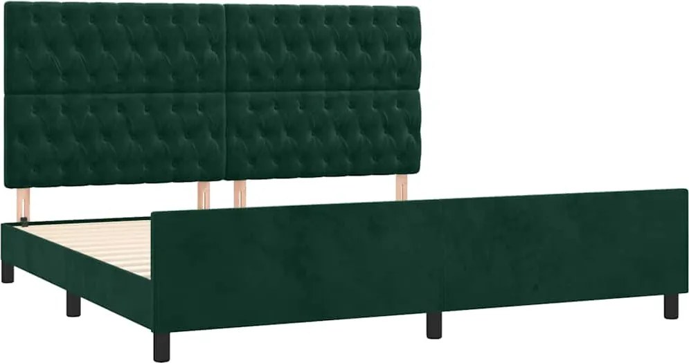 Rám postele bez matrace tmavě zelená 200 x 200 cm samet 3125961