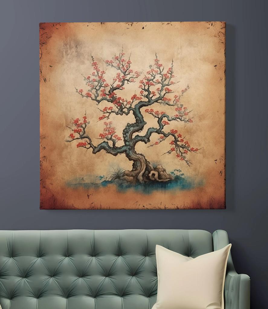 Obraz na plátně - Strom života stará Čína FeelHappy.cz Velikost obrazu: 80 x 80 cm