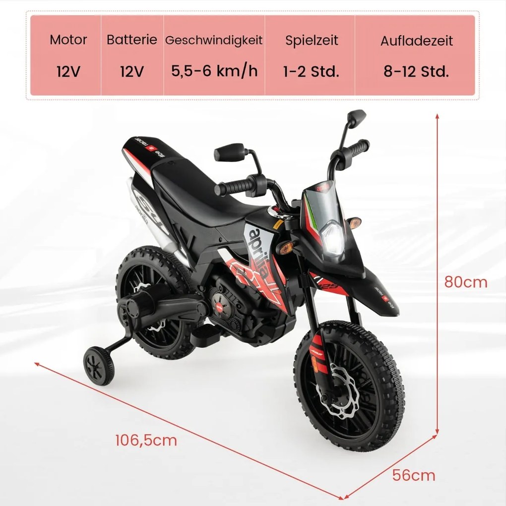 Costway 12 V Dětská elektromotocykl s tréninkovými koly licencovaná