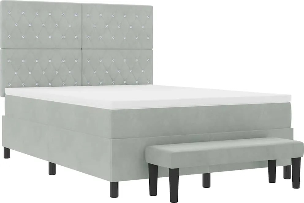 Postel s boxspringem s čelo Světle šedá 200 x 160 cm samet 3344456