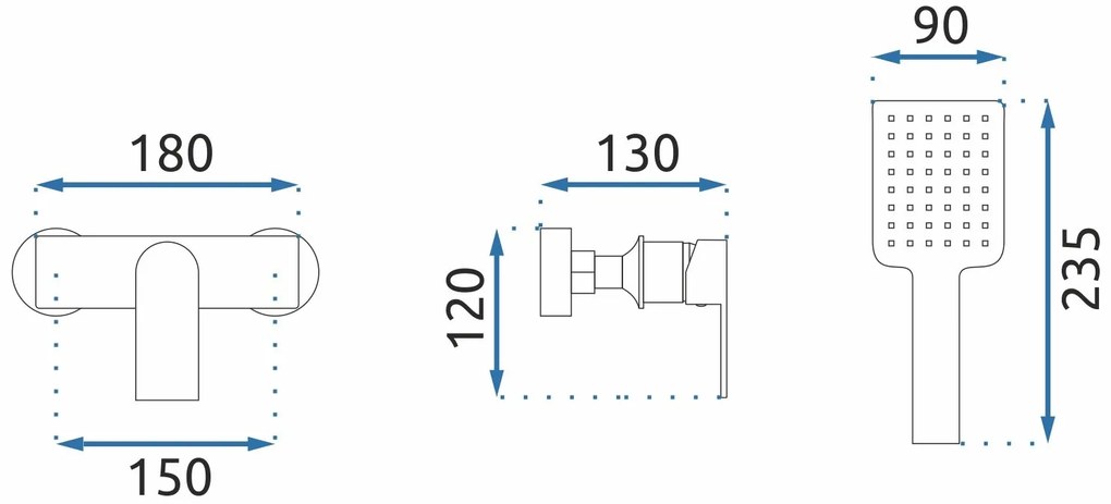 Rea Urban, sprchová baterie s bodovou ruční sprchovou sadou, černá, REA-B9909