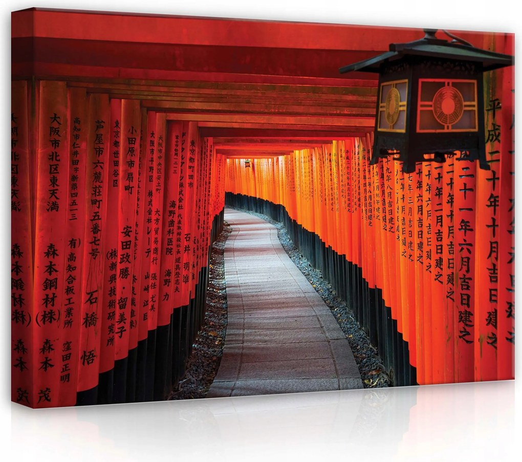 Obraz 70x50 Červená brána Torii tunel Japonsko Fushimi Inari cesta