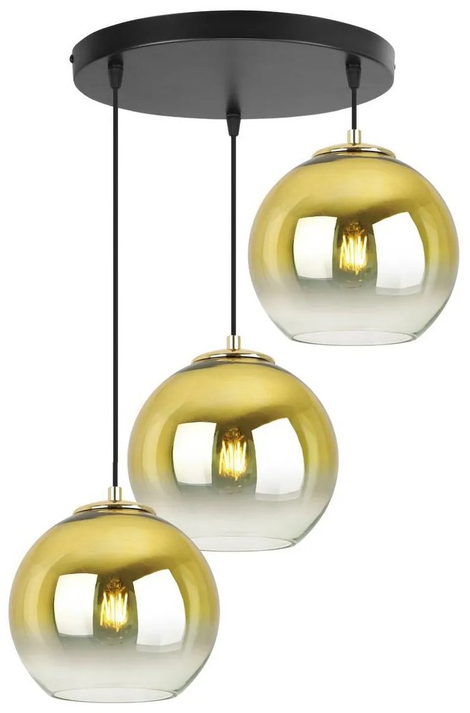 Závěsné svítidlo Bergen Gold, 3x zlaté/transparentní skleněné stínítko (fi 20cm),