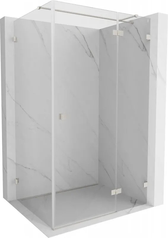 Mexen Lunar T, výklopný sprchový kout pravý 130 x 80 cm, 8mm čiré sklo, ocelový profil, 834T-130-080-97-00-P