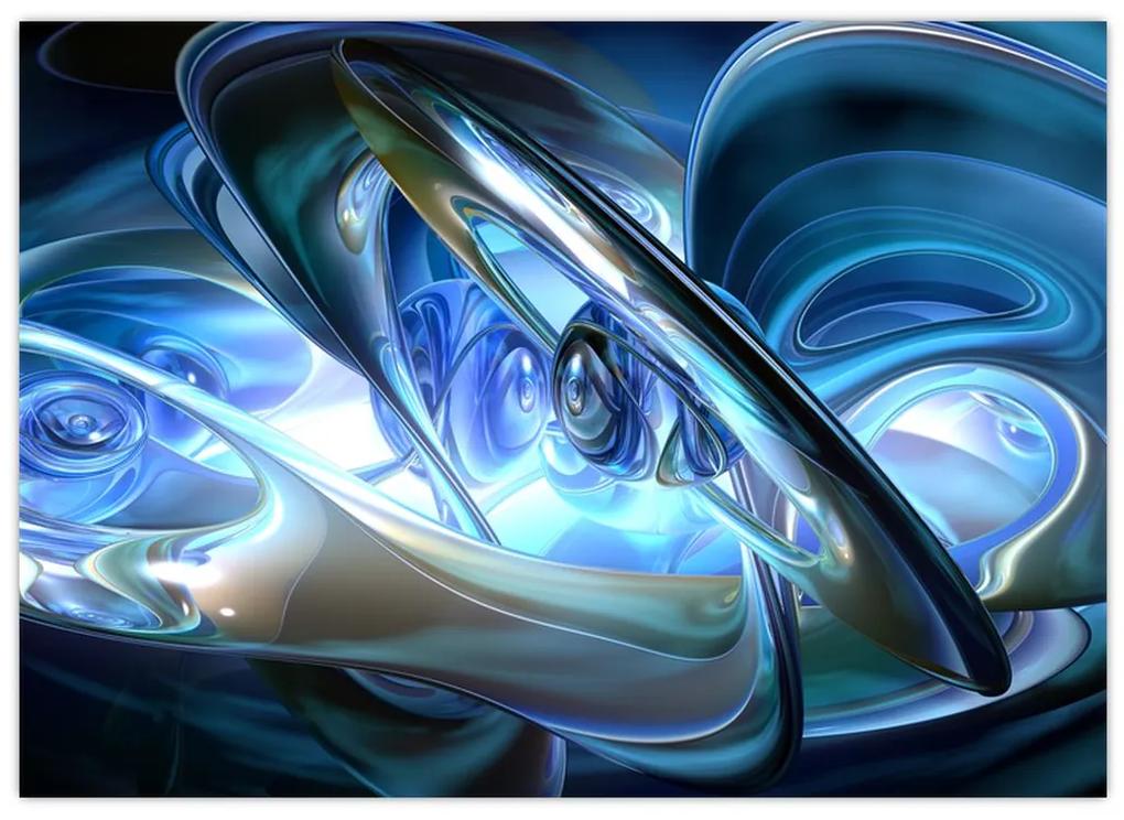 Obraz modrých fraktálů (70x50 cm)