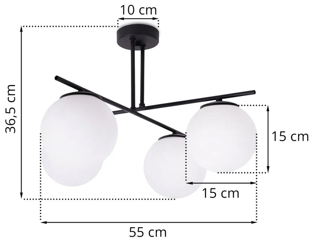 Stropní svítidlo Florence, 4x bílé skleněné stínítko