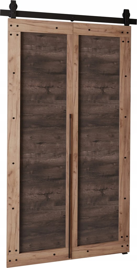 Skládací posuvné dveře QUDIO M2 dub Craft zlatý + tmavý jasan 90