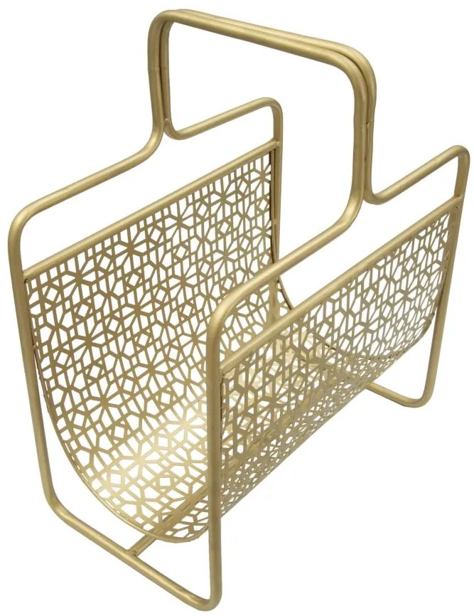 Zlatý stojan na časopisy Mauro Ferretti Halavis, 37x22x44,5 cm