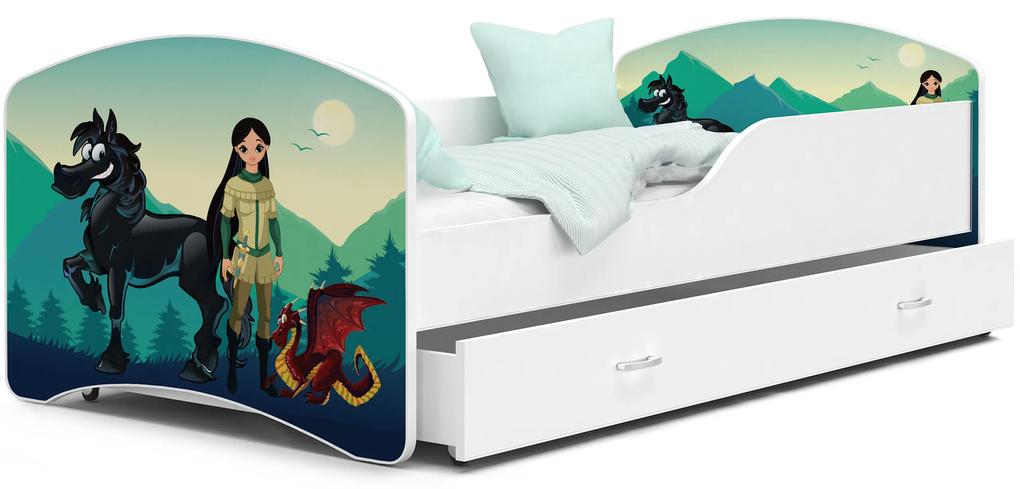 Dětská postel s obrázkem IVAN 180 x 80 cm - DRAK