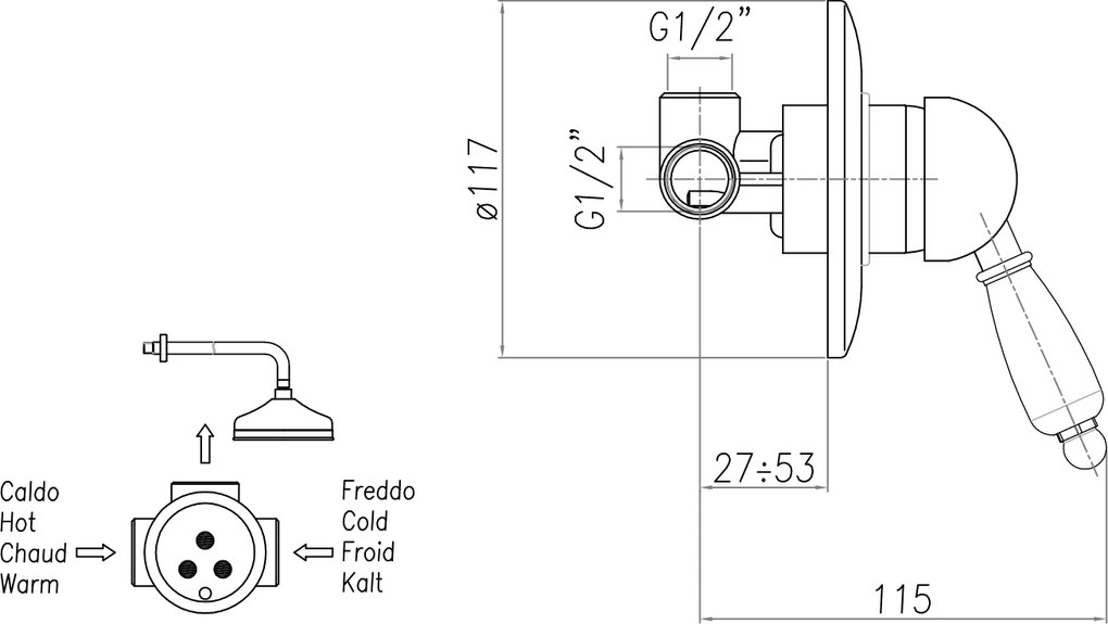 Sapho Kirké White KI41BC sprchová podomítková baterie páková 1 výstup