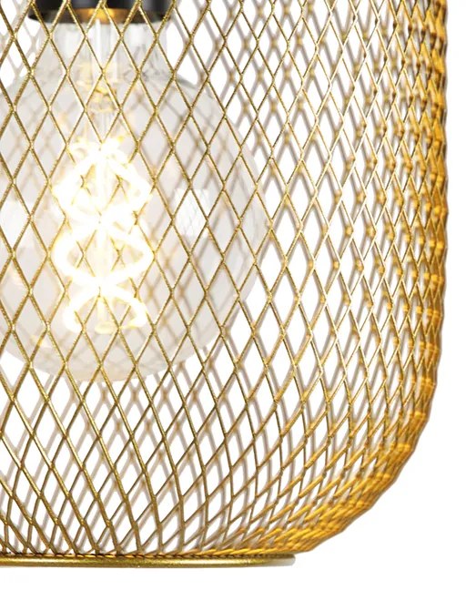 Art Deco závěsná lampa zlatá 45 cm 3-světlo - Bliss Mesh