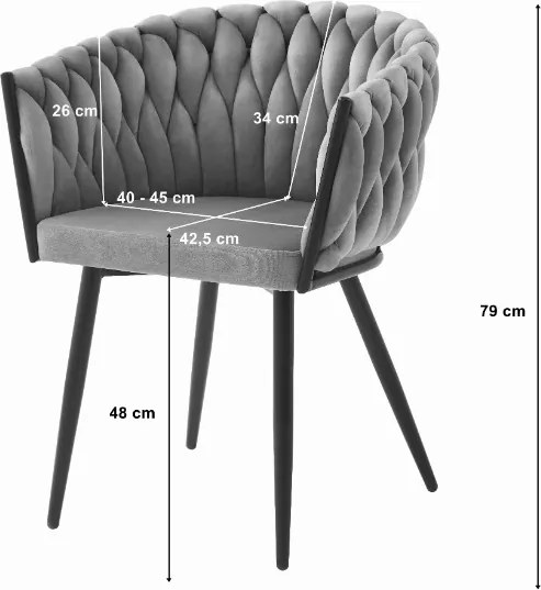 Sametová jídelní židle Monterrey modrá