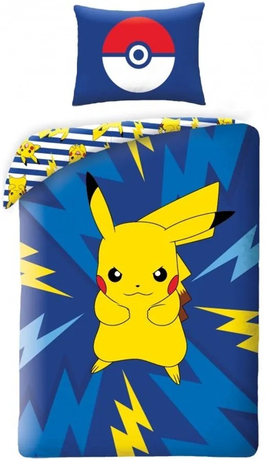 Bavlněné ložní povlečení Pokémon Pikachu - motiv Bleskový šok - 100% bavlna - 70 x 90 cm + 140 x 200 cm