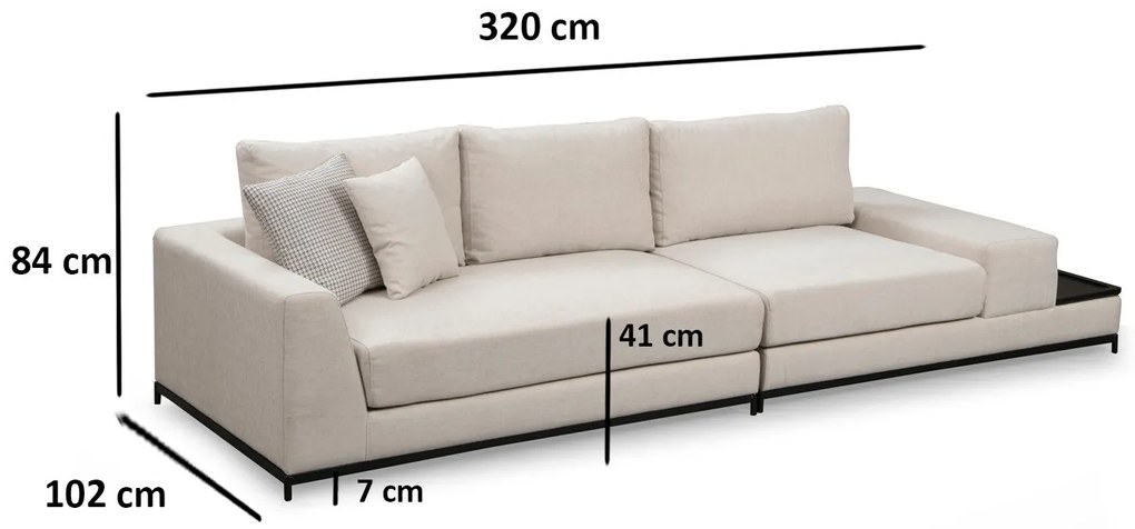 Designová sedačka Dashania 320 cm béžová