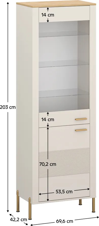 Kondela Vitrína, kašmír/dub kamenný, RUNOL 1D1W