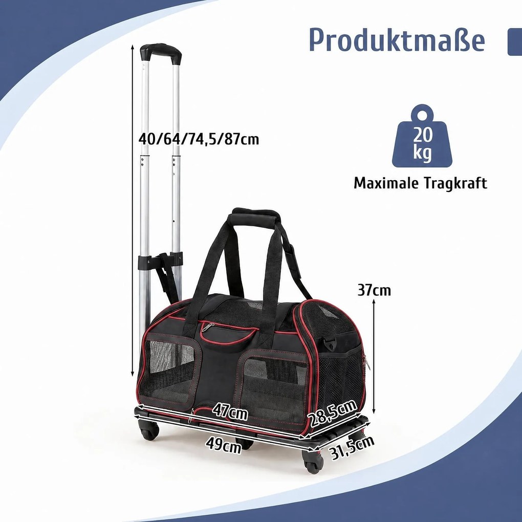Costway Cestovní taška pro psy Skládací přepravní box pro psy s kolečky