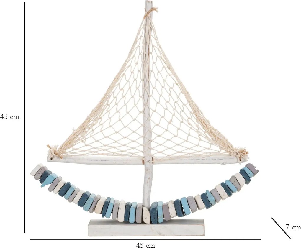 Dřevěná dekorace Boath 45 cm modrá