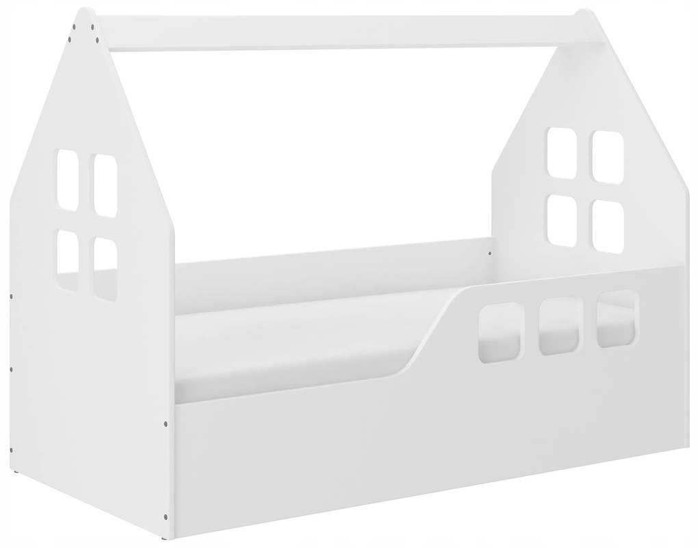 Dětská domečková postel KIDHOUSE - bílá - pravá - 160x80 cm