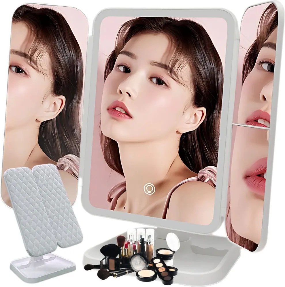Verk Group Make-up zrcadlo vedlo osvětlené skládací make-up zrcadlo usb 3 barvy
