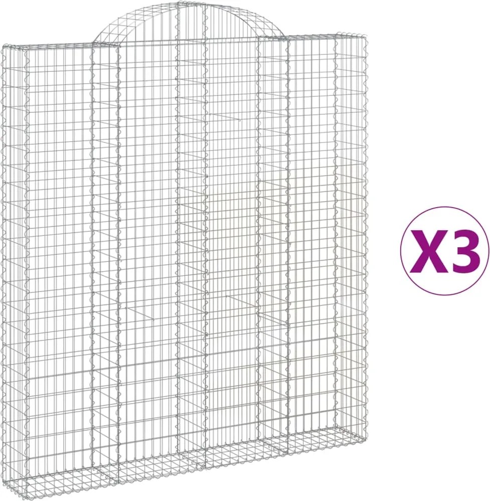 Klenuté gabionové koše 3 ks 200x30x220/240cm pozinkované železo 3146237