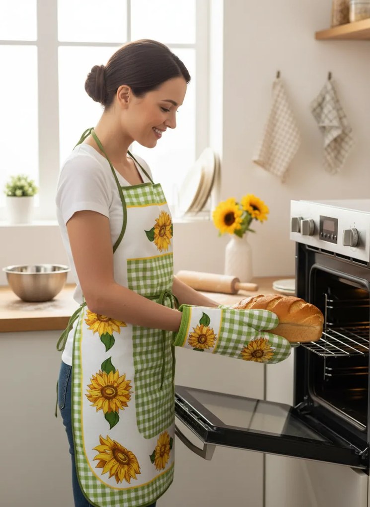 Forbyt Zástěra kuchyňská, Nová slunečnice, zelená
