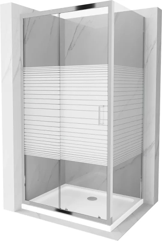 Mexen Apia posuvný sprchový kout 120 x 90 cm, 5mm sklo, chromový profil-čiré sklo/pásy + slim sprchová vanička 5cm, 840-120-090-01-20-4010